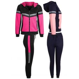 Girls 2 Piece Tracksuit Hoodie Jogger Set, Black, Navy, Ages 3 to 14 Years